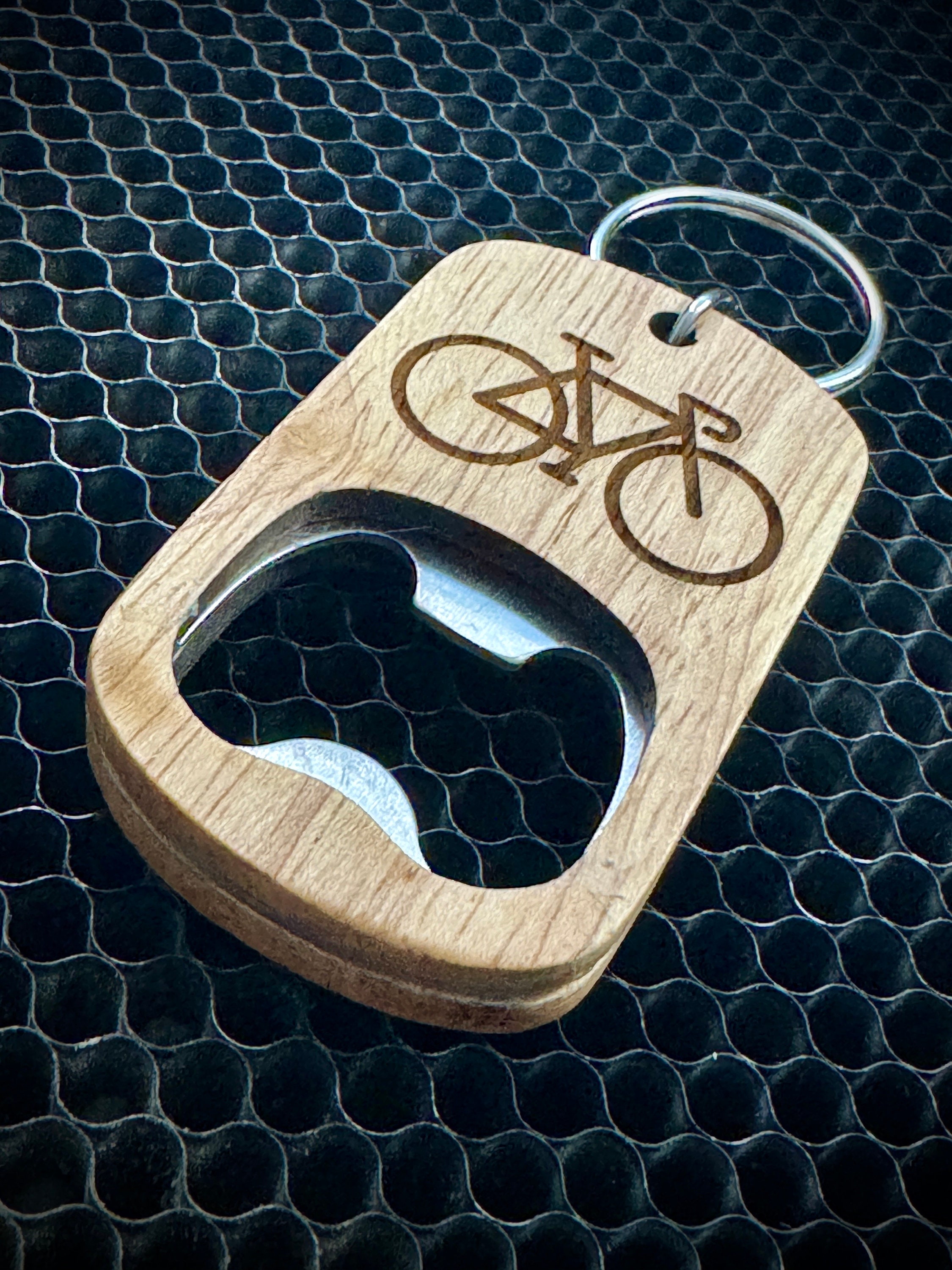 Personalised Wooden Bike Key Ring Bottle Opening - Stainless Backed ...