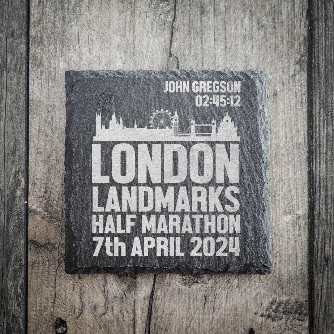 Personalised London Landmarks Half Marathon Running Slate Coaster ...
