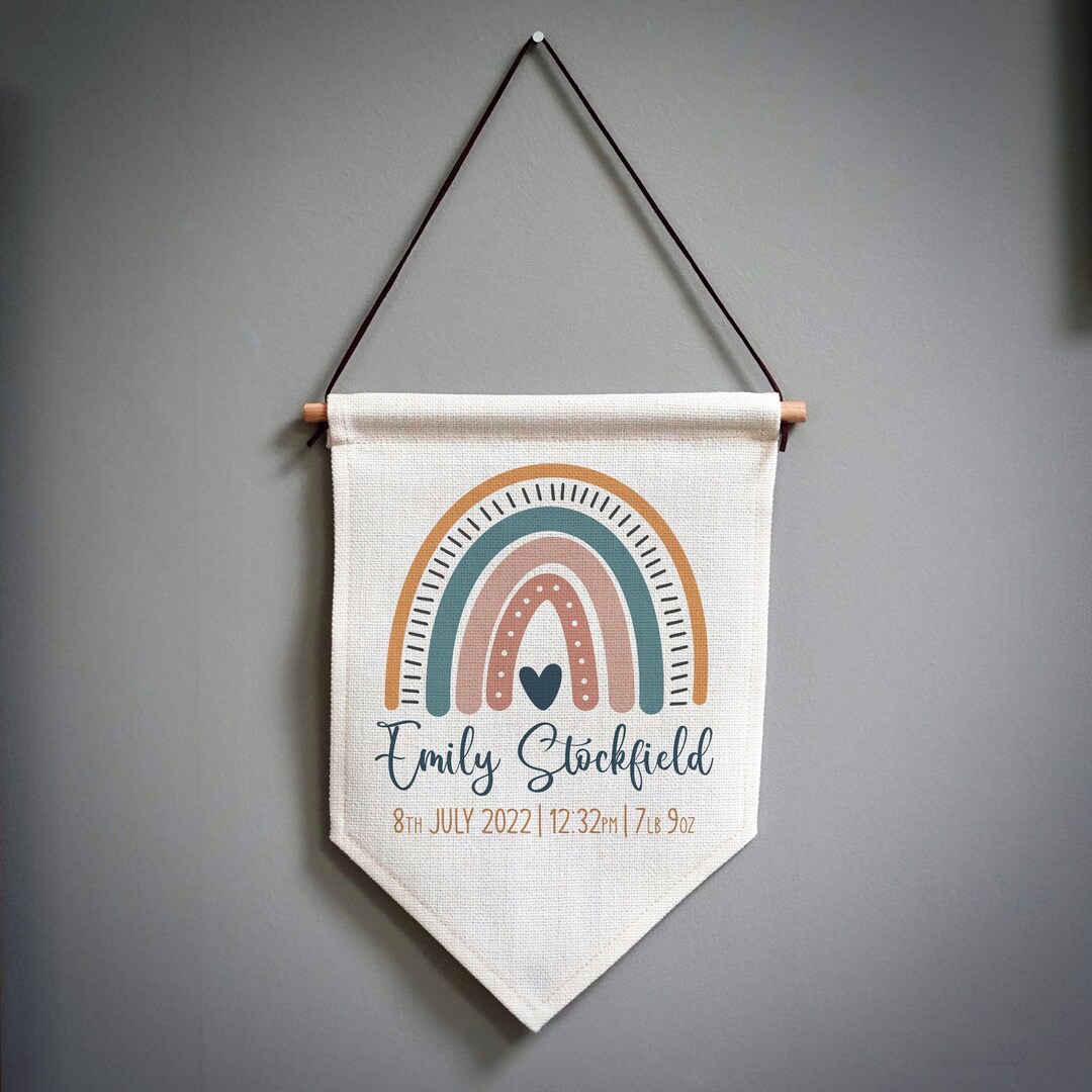 Personalised Birth Details Pennant Flag - Nursery Flag - Christening ...