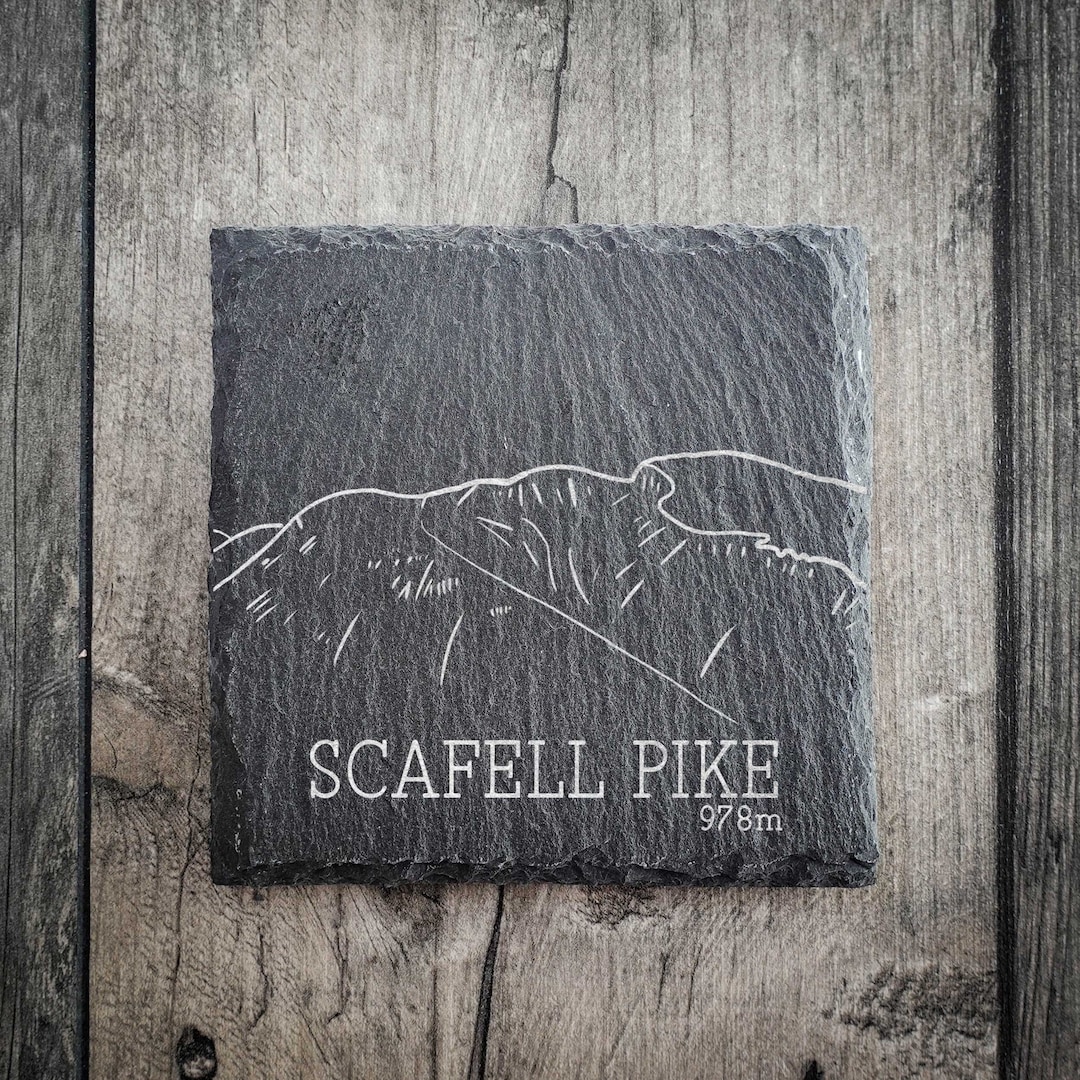 Scafell Pike Slate Summit Coaster - Mountaineer Gift - Slate Coaster ...