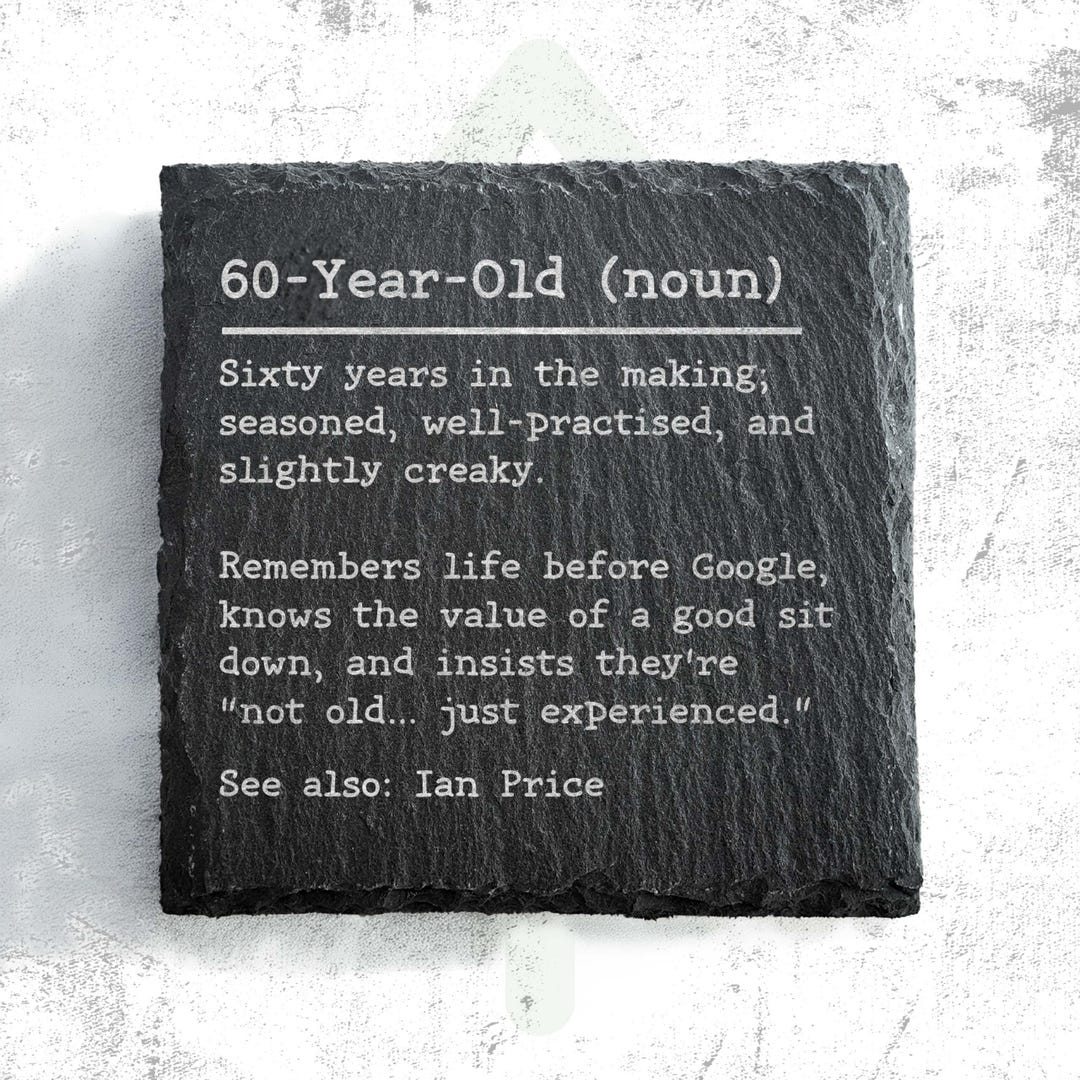 Personalised 60 Year Old Definition Slate Coaster | 60th Birthday Gifts ...