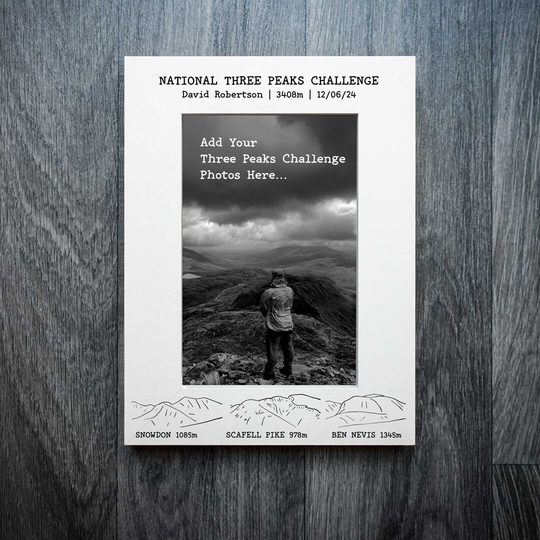 Personalised National Three Peaks Challenge Laser Engraved Frame | Choose Frame Colour ...
