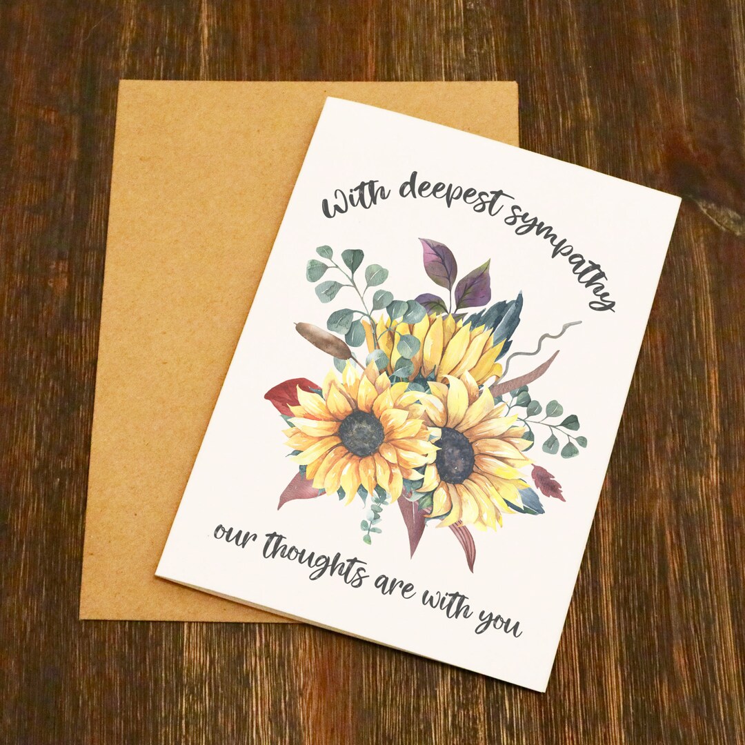 Sunflower Sympathy Card Deepest Sympathy Sorry for Your - Etsy