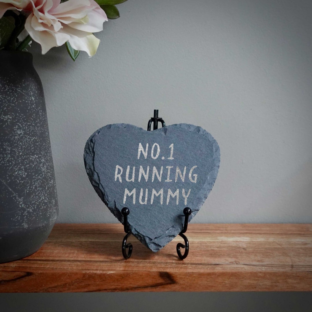No.1 Running Mum Heart Shaped Slate Coaster | Mother's Day for Runner ...