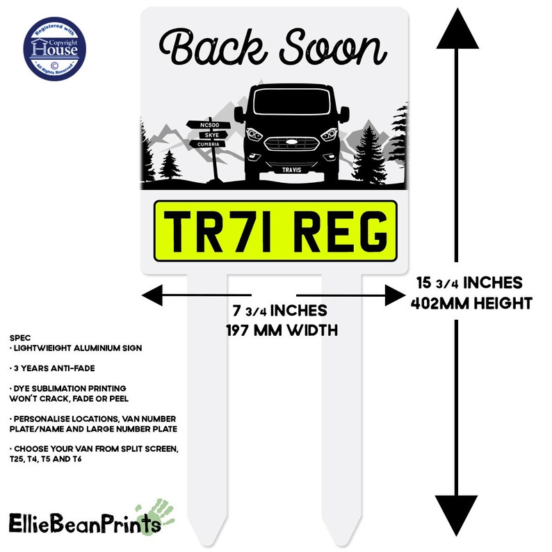 Campervan Campsite Pitch Reserved Sign - Personalised Camper Van Sign ...