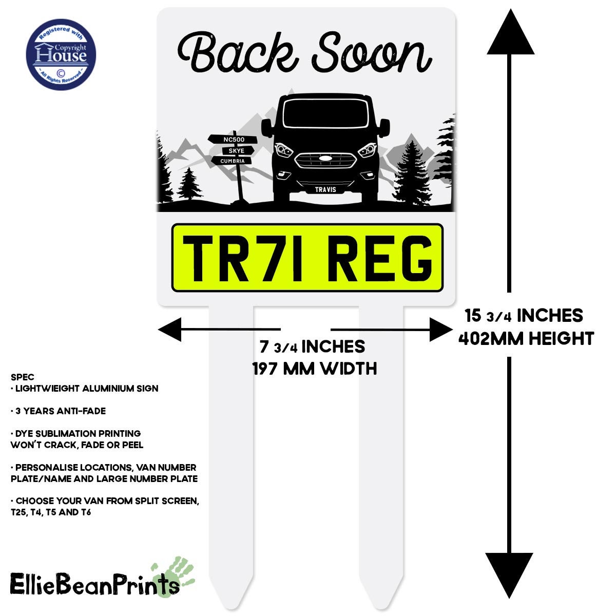 Campervan Campsite Pitch Reserved Sign - Personalised Camper Van Sign ...