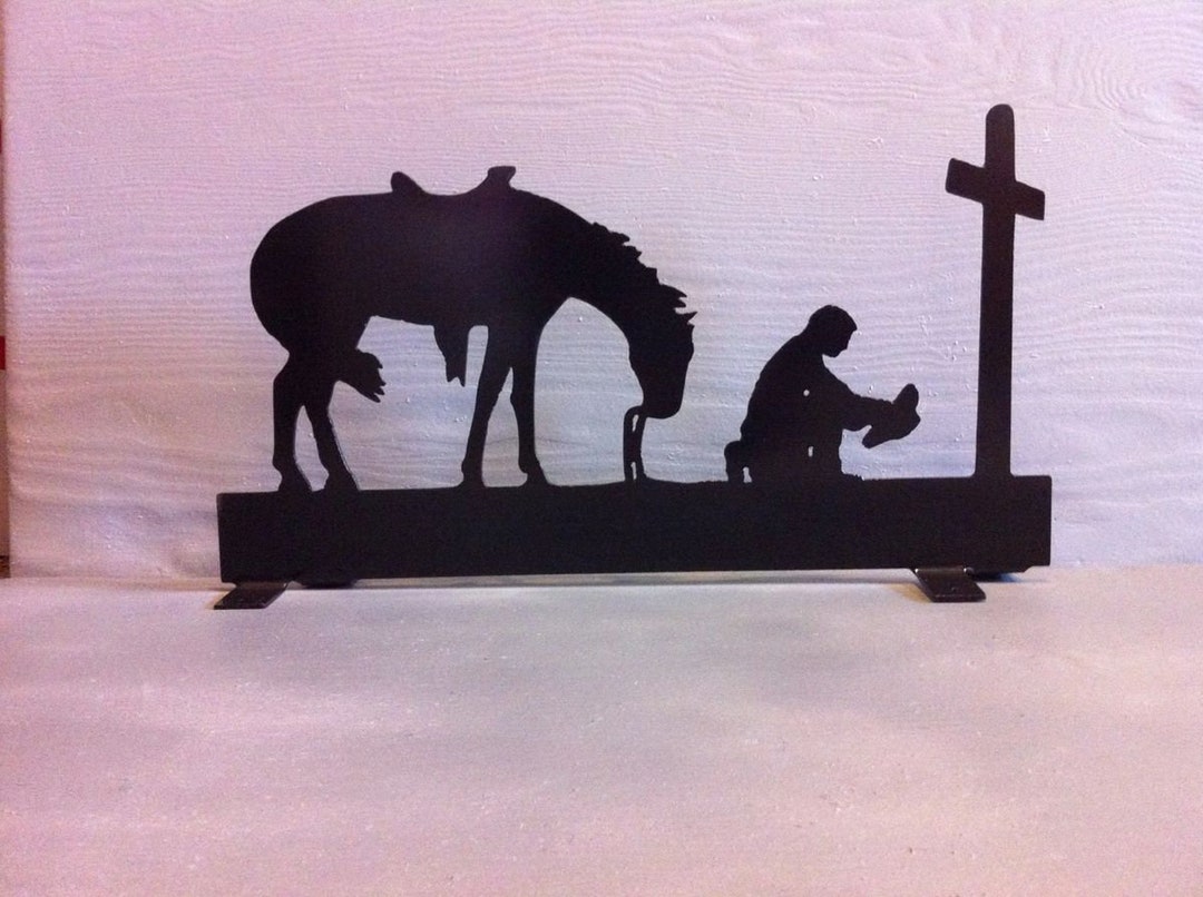 Cowboy Prayer Mailbox Topper Metal Horse,cross & Cowboy Mailbox Topper ...