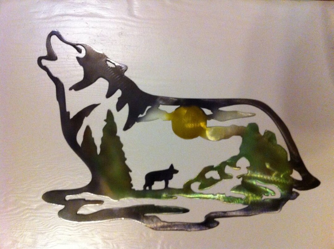 Howling Wolf Metal Wall Scene - Etsy