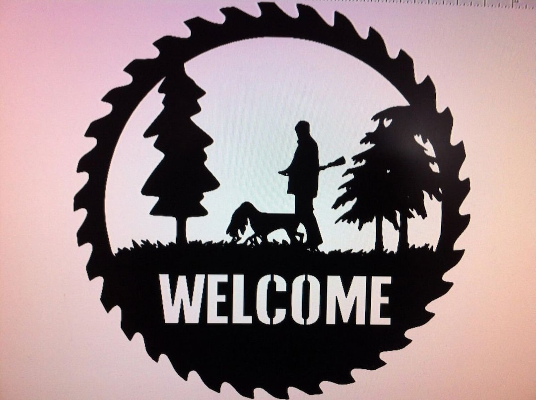 Hunting Welcome Sign: Metal Saw Blade, Hunter & Bird Dog - Etsy