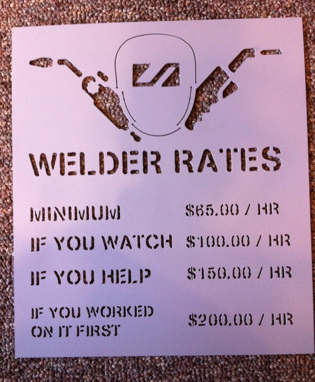 Welder Rates Man Cave Garage Metal Sign Hand Made Welder Rates Sign - Etsy