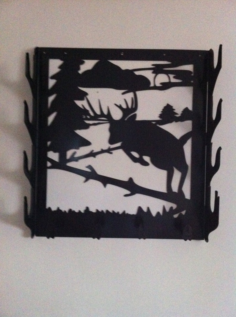Metal Gun Rack With Deer Jumping Fence Cut Out Four Gun Metal - Etsy
