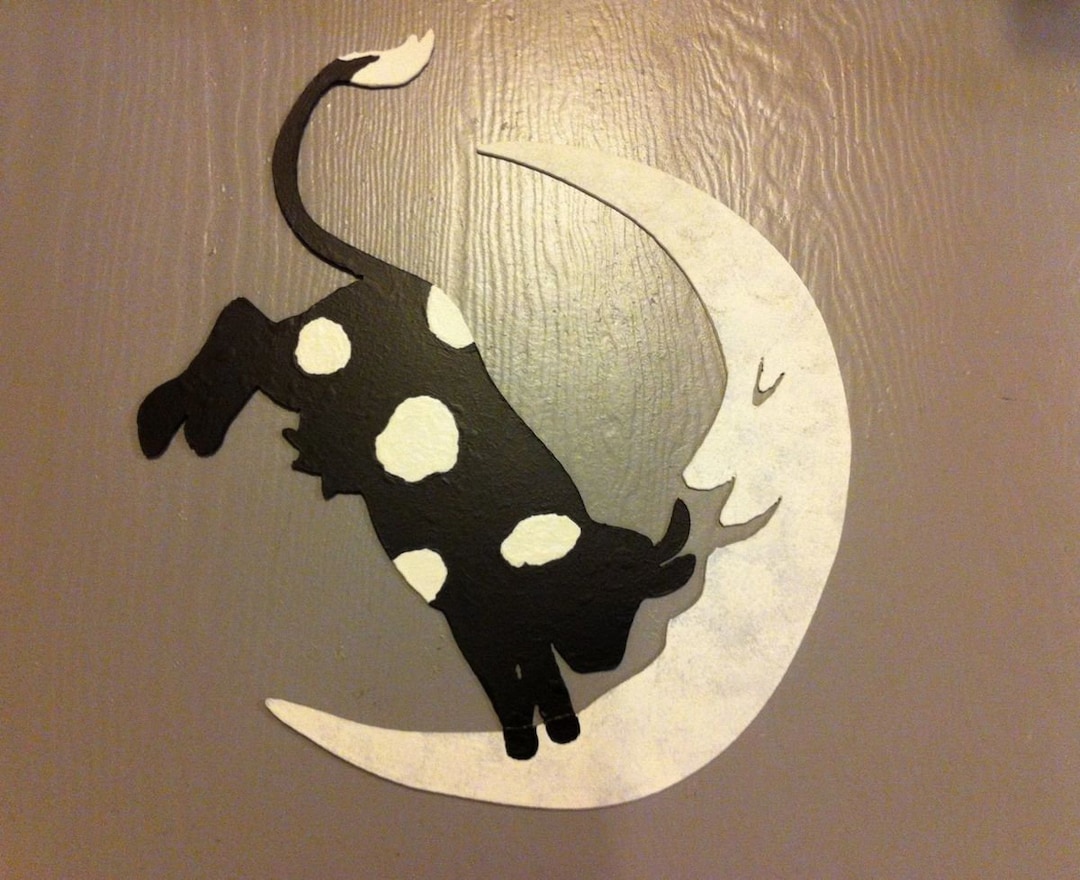 Large Cow Jumping Over the Moon Metal Wall Art Black & White - Etsy