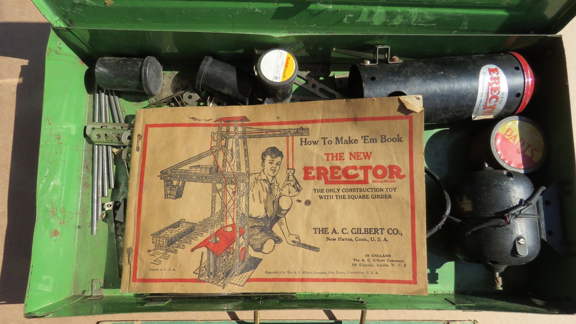 1938 Erector Set Original Metal Box Manual Motor - Etsy