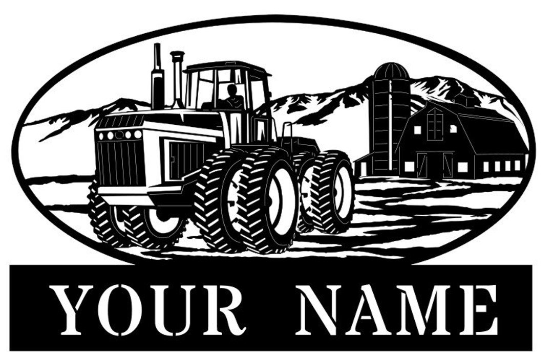 LARGE 36x 24 Tractor Sign Tractor With Barn Customizable Sign Farming ...