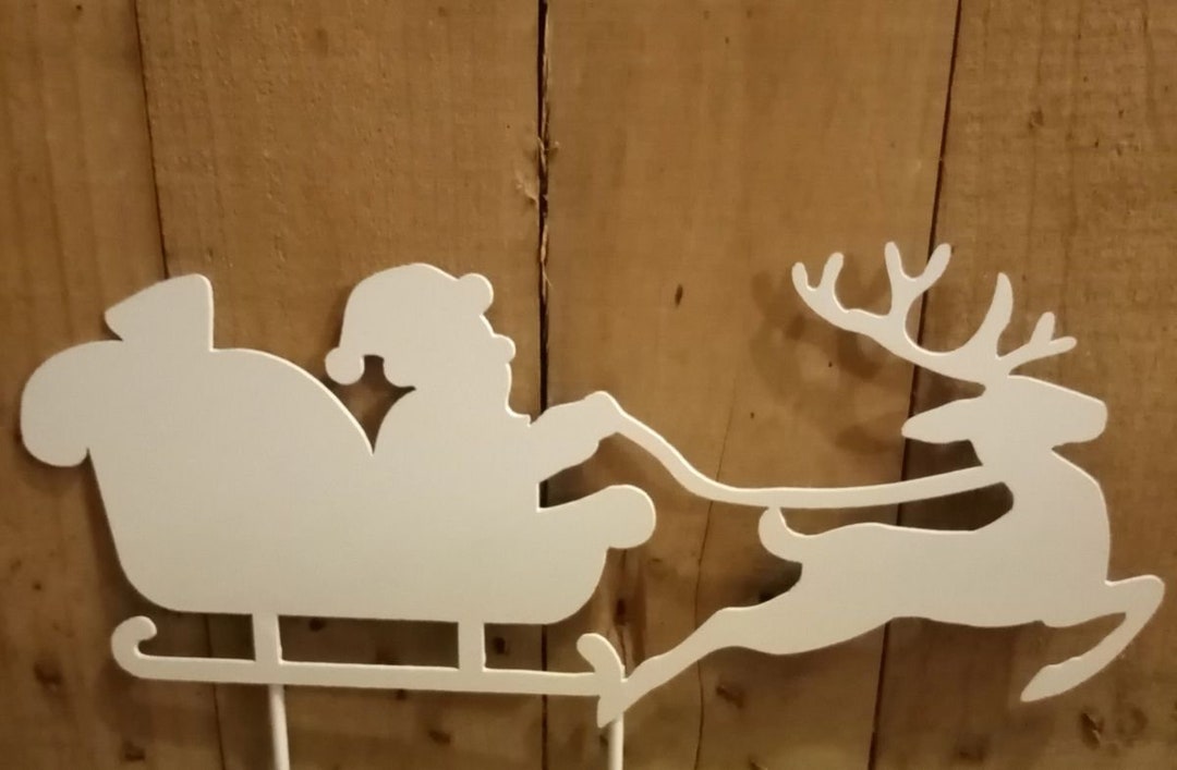Santa Sleigh With Reindeer Christmas Garden Stake Santa Sleigh With ...
