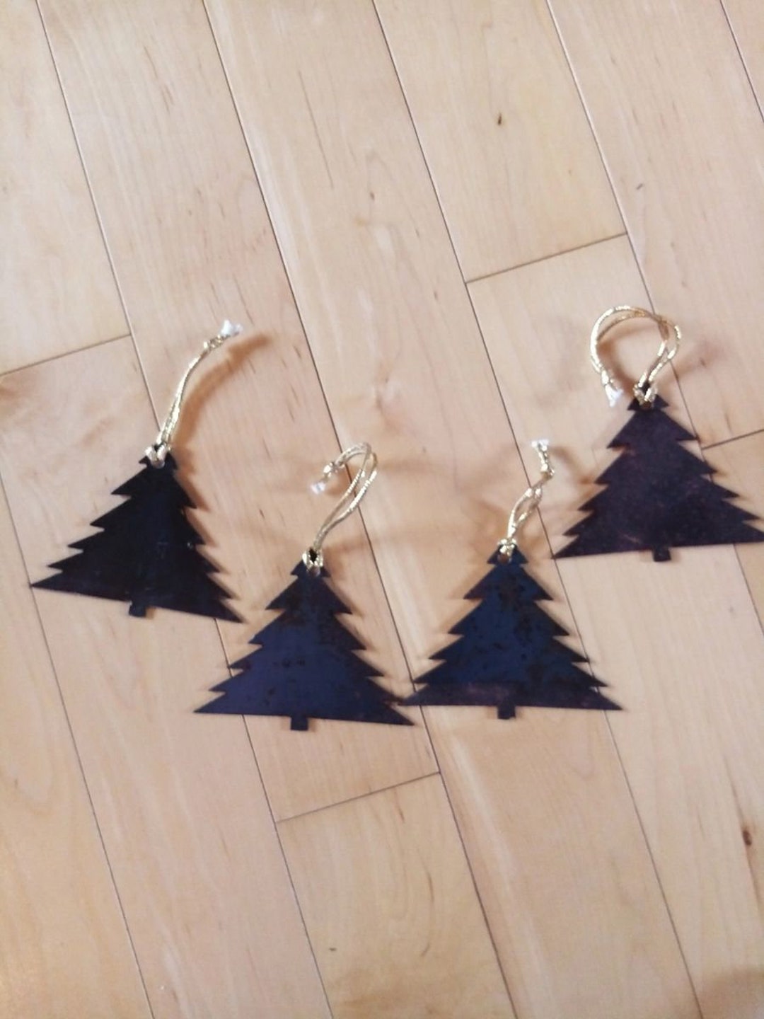 Rustic Rusted Metal Christmas Tree Ornaments - Set of 4 - Etsy