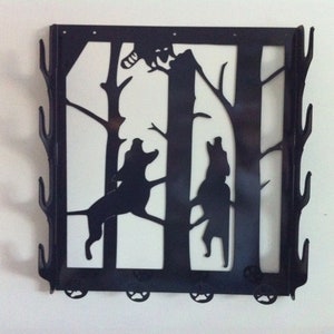 Coon Dog Gun Rack Metal Gun Rack With Raccoon Hunting Scene Four Gun ...