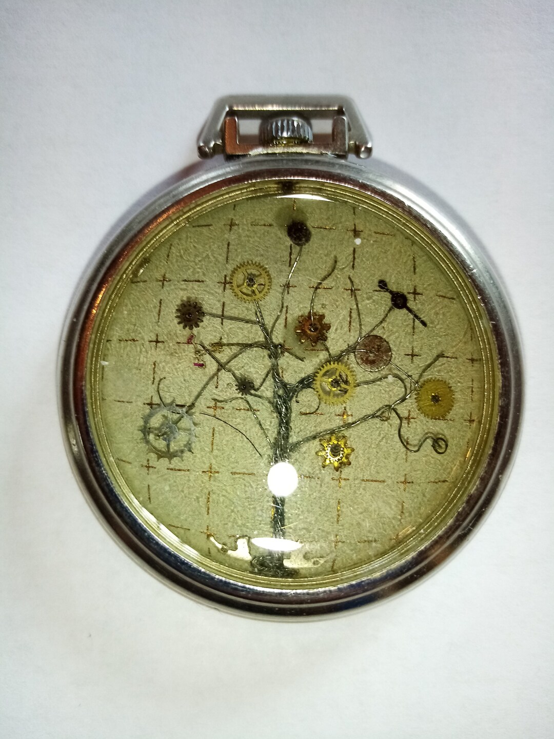 Vintage Pocket Watch Tree of Time Motif Repurposed Steampunk Craft ...