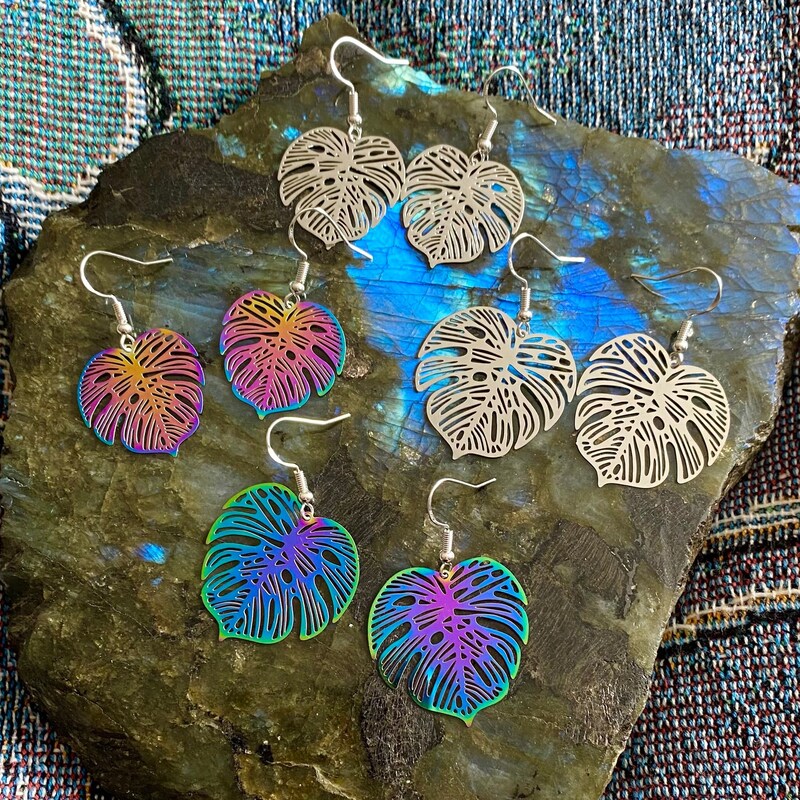 Monstera Earrings - Etsy