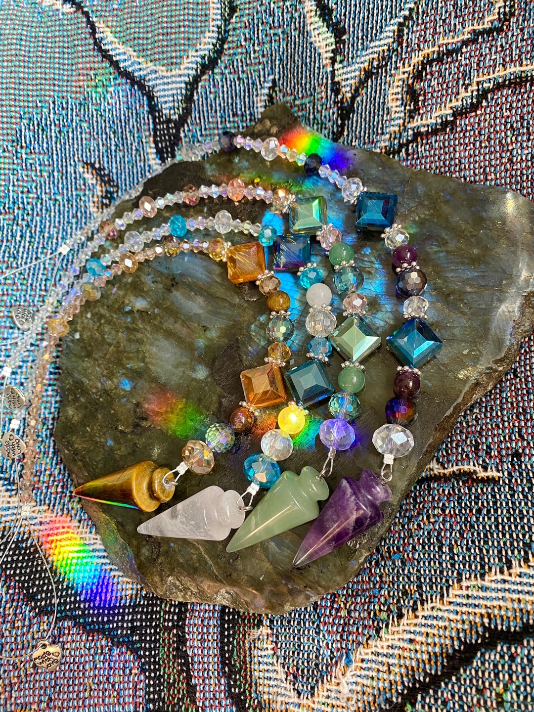 Crystal Pendulums semiprecious Stone Cone Pendulums faceted Crystal ...