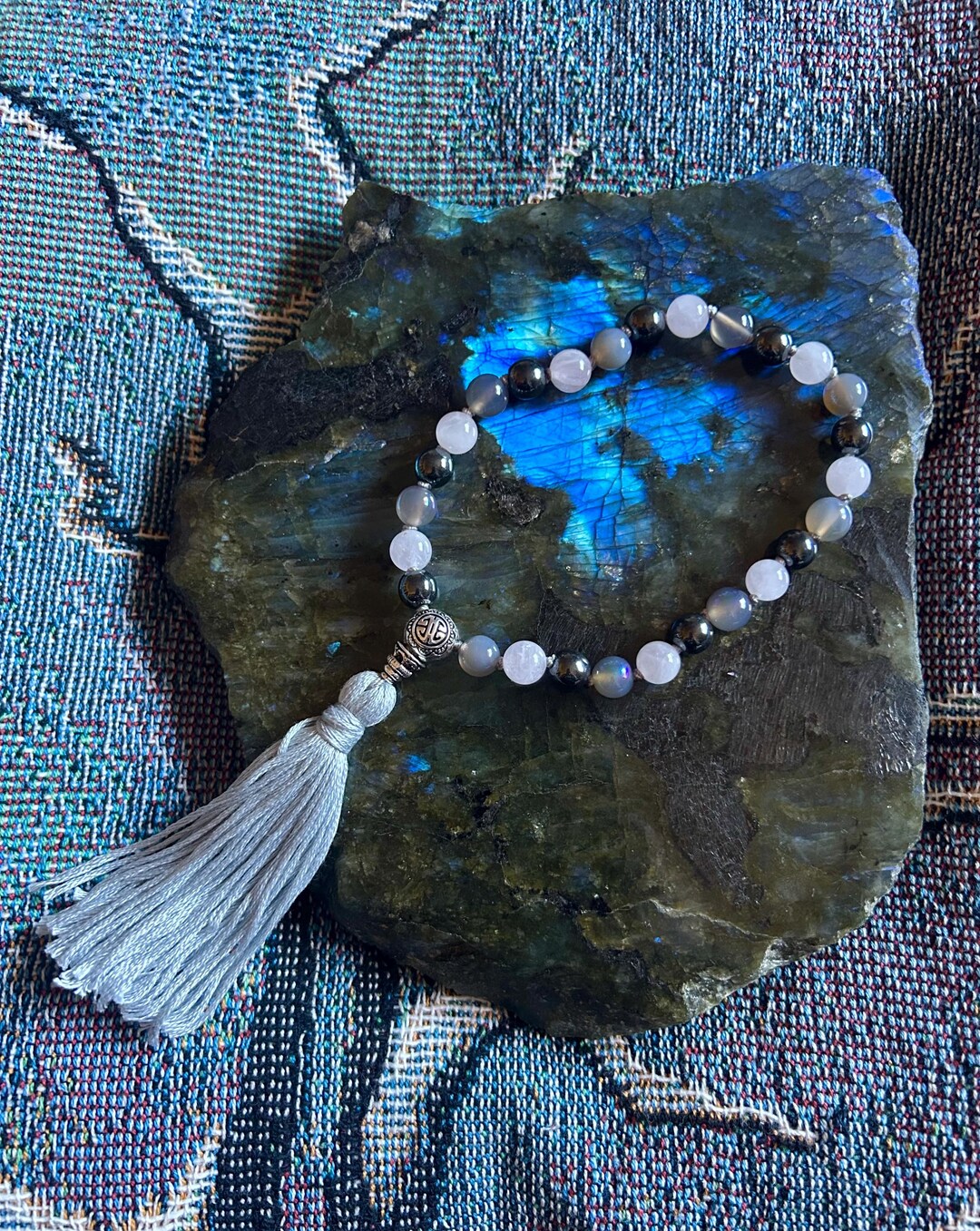 Divine Spiritual Growth ~rose Quartz/hematite/labradorite ~hand-knotted ...