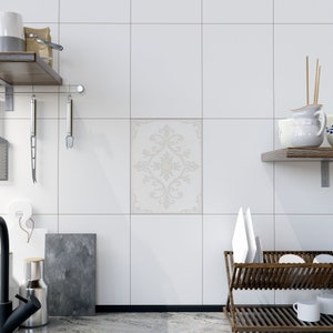 French Motif Ceramic Tile 6x8 Wall Tile Cream on White Tile French ...
