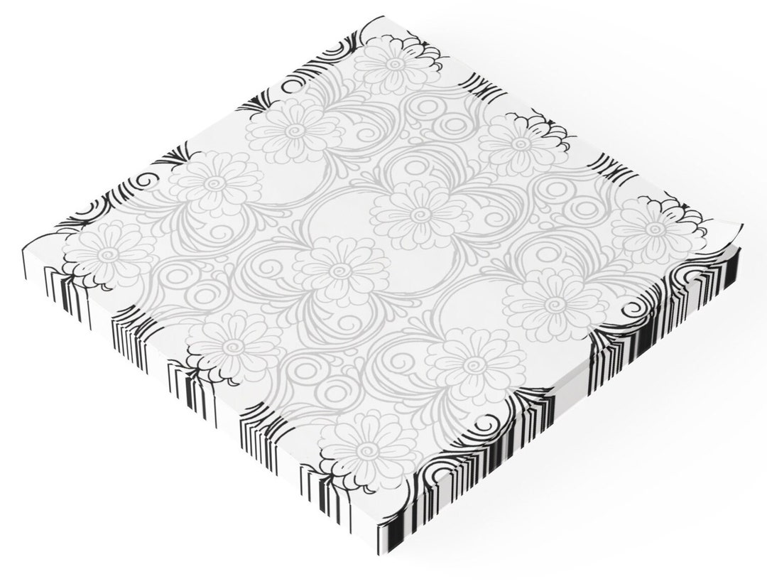 Black & White Flower Doodles Post-it® Note Pad, 3x3 or 4x4 Designer ...