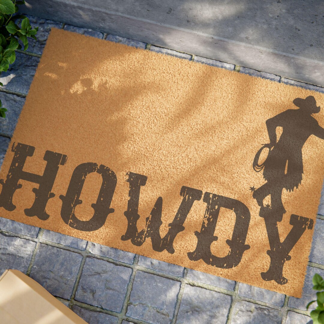 Howdy Cowboy Doormat - Rustic Welcome Mat, Western Home Decor ...
