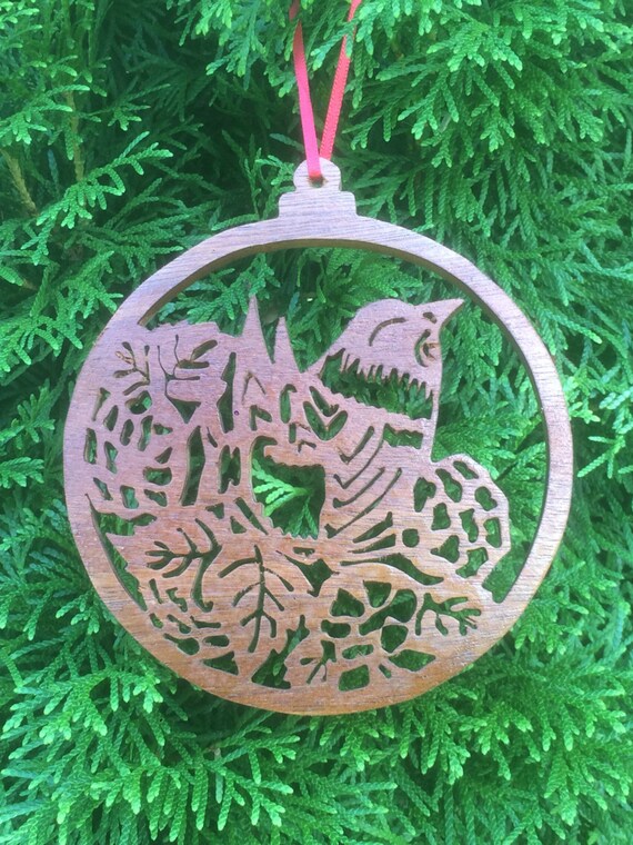 Mahogany Fretwork Bird Ornament | Etsy