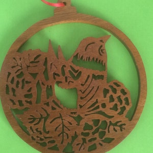 Mahogany Fretwork Bird Ornament | Etsy