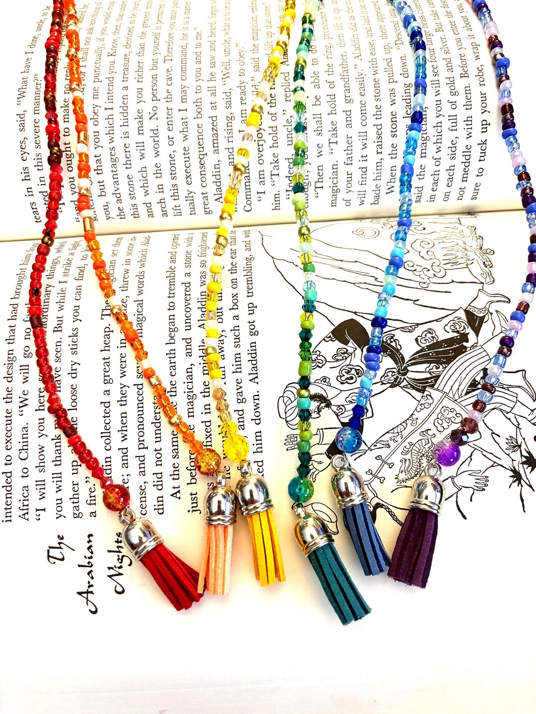 Personalized Seed Beaded Bookmark: Initial Charm & Leather Tassel - Etsy