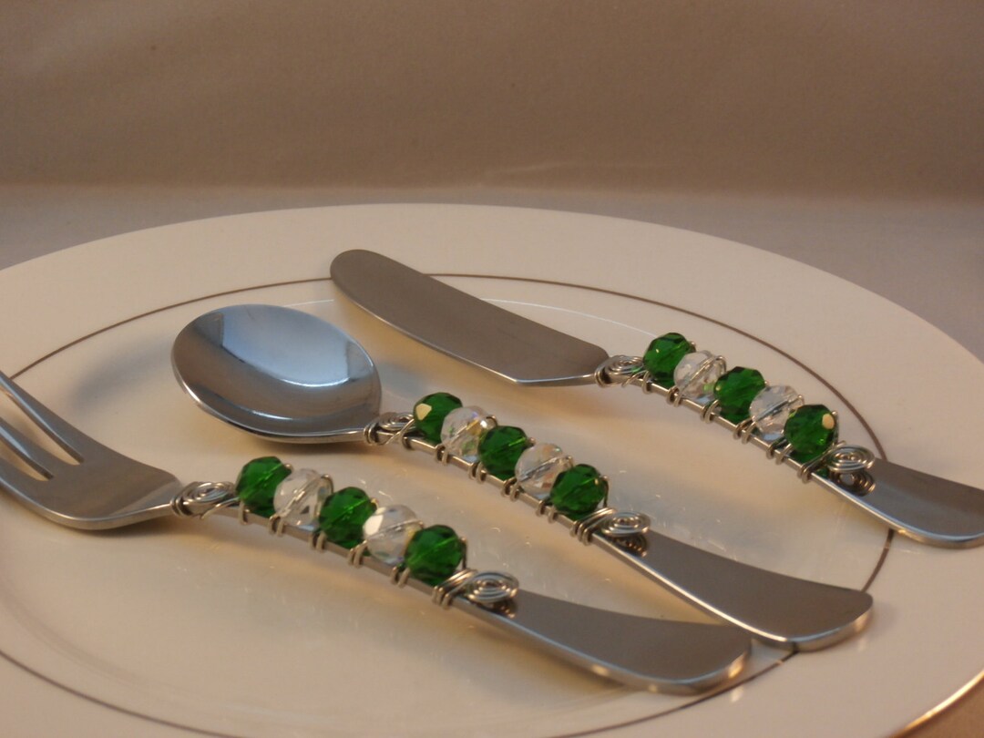 Appetizer Set | 3 Piece Charcuterie Set | Beaded | Fork, Spoon ...
