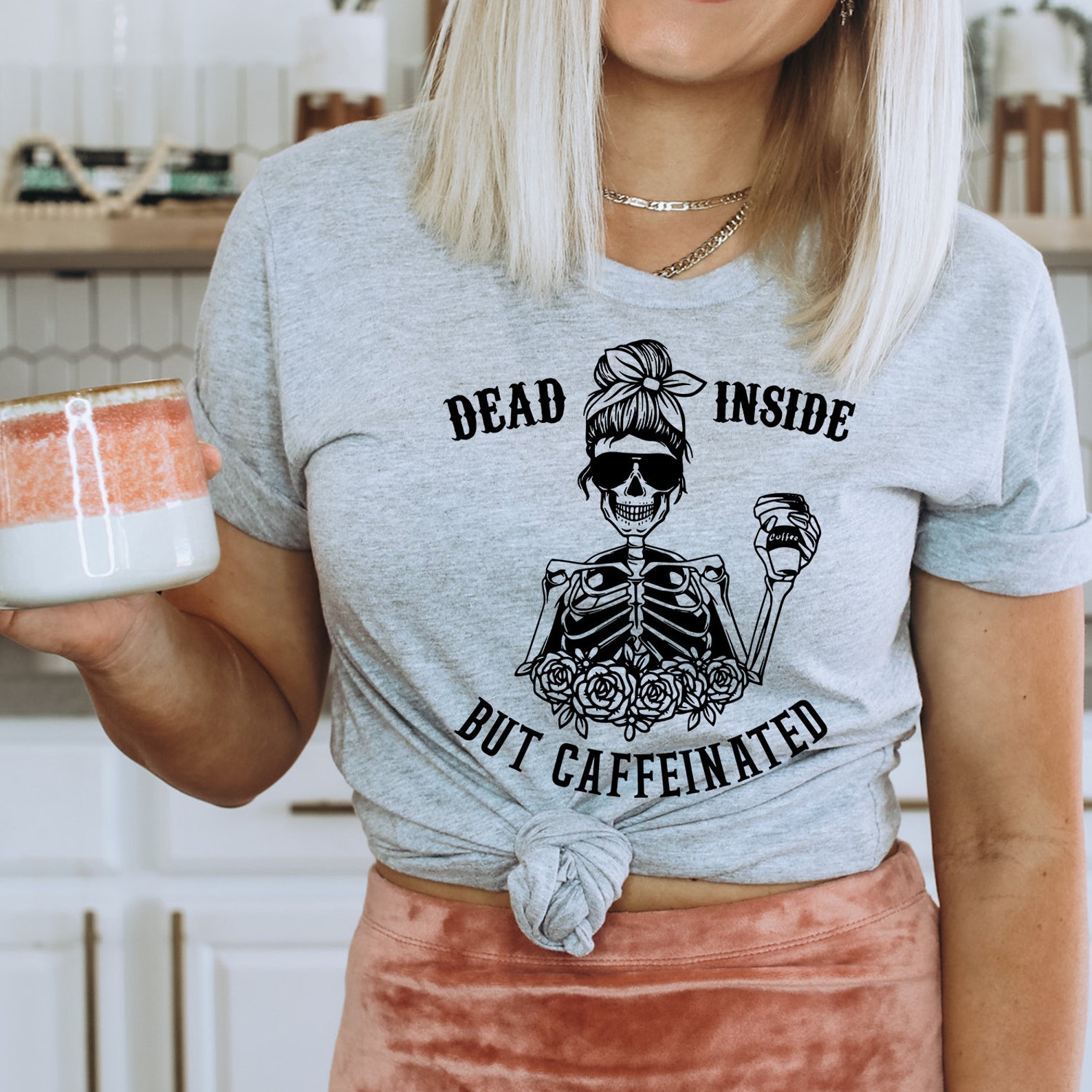 Dead Inside but Caffeinated Skeleton Coffee Skull Bones - Etsy