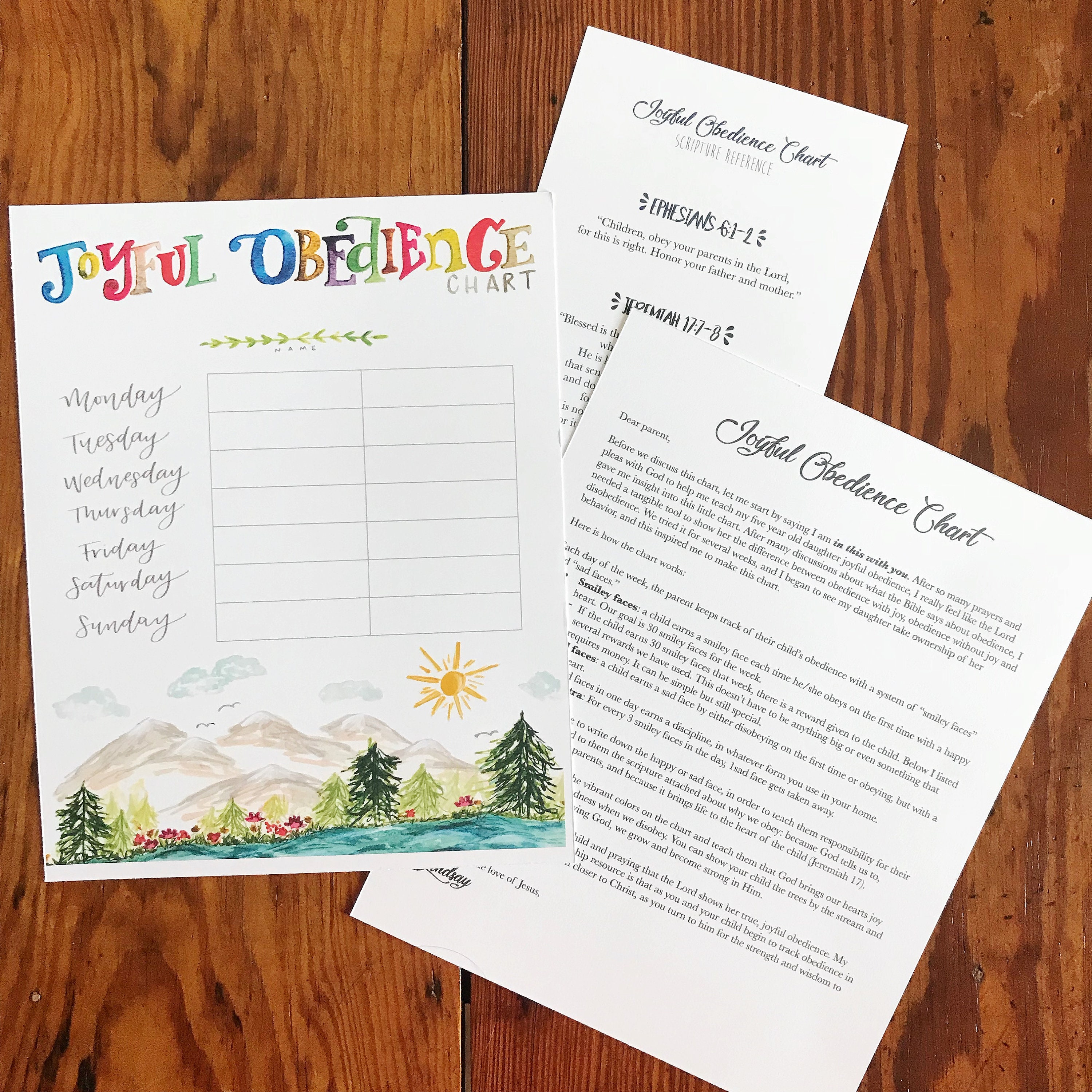 DIGITAL DOWNLOAD, Joyful Obedience Chart, 8.5x11 - Etsy