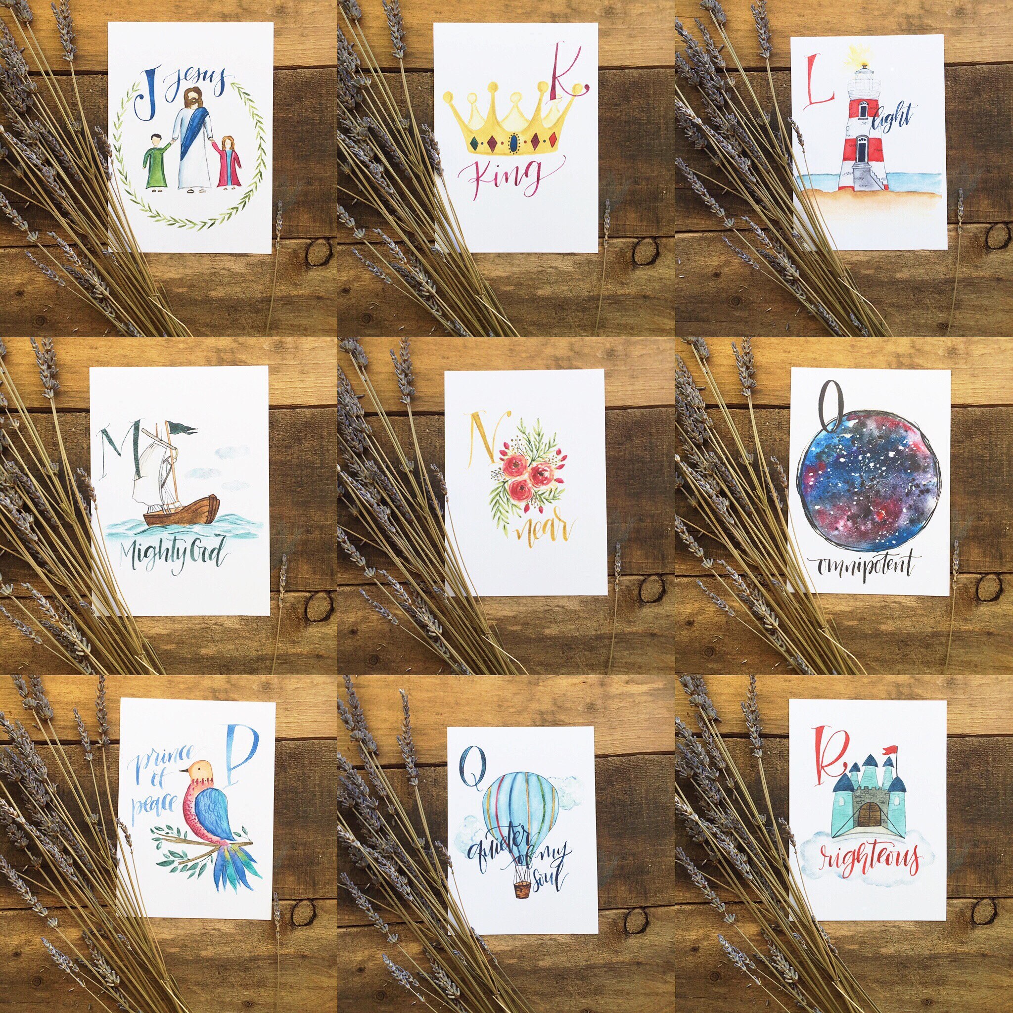 ABC Names of God Alphabet Cards, 5x7 Print Set With A-Z Names of God ...