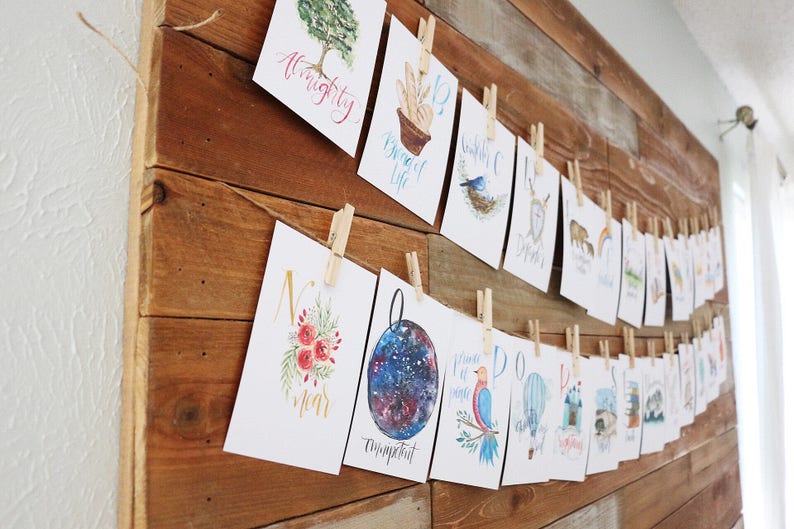 ABC Names of God Alphabet Cards, 5x7 Print Set With A-Z Names of God ...