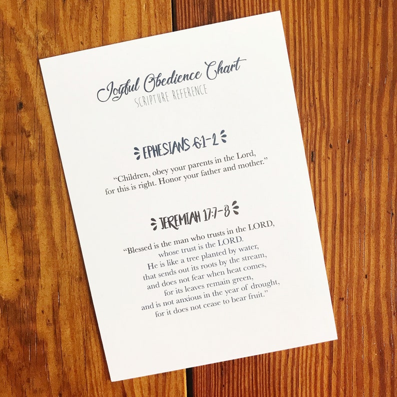 DIGITAL DOWNLOAD Joyful Obedience Chart 8.5x11 | Etsy