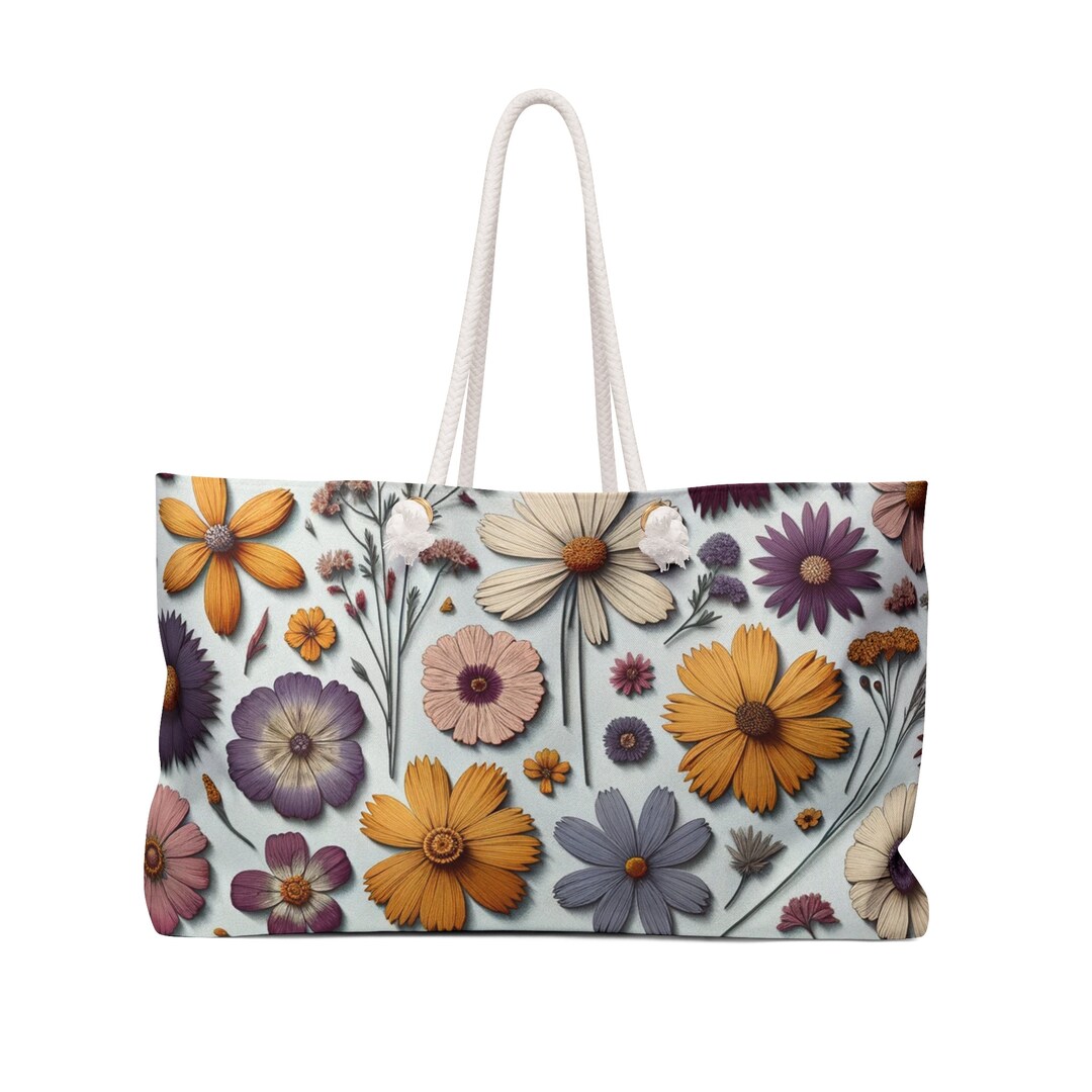 Floral Weekender Bag Two Handled Large Bag Travel Bag Beach Bag Large ...