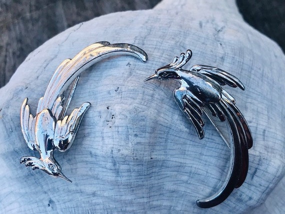 Vintage Forstner Sterling Silver Twin Pair of Bird of… - Gem