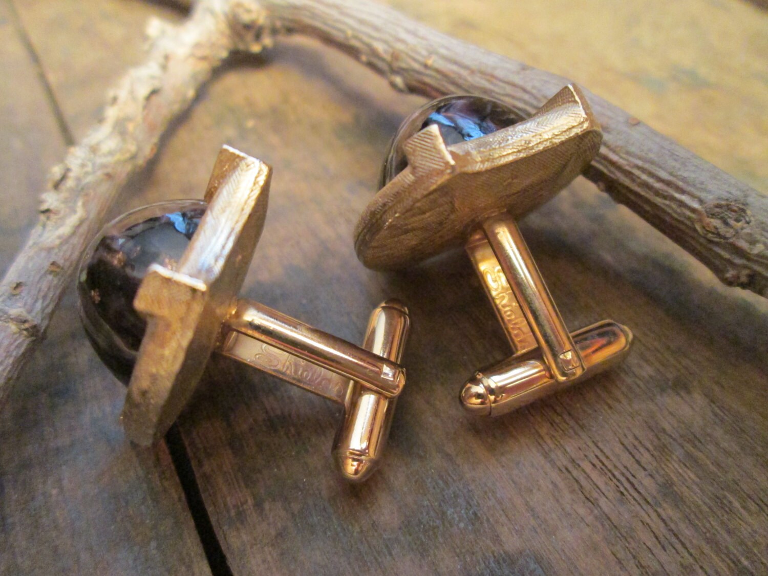 Vintage Gold-tone Marbleized Style Shield Cufflinks. (F-14) - Etsy