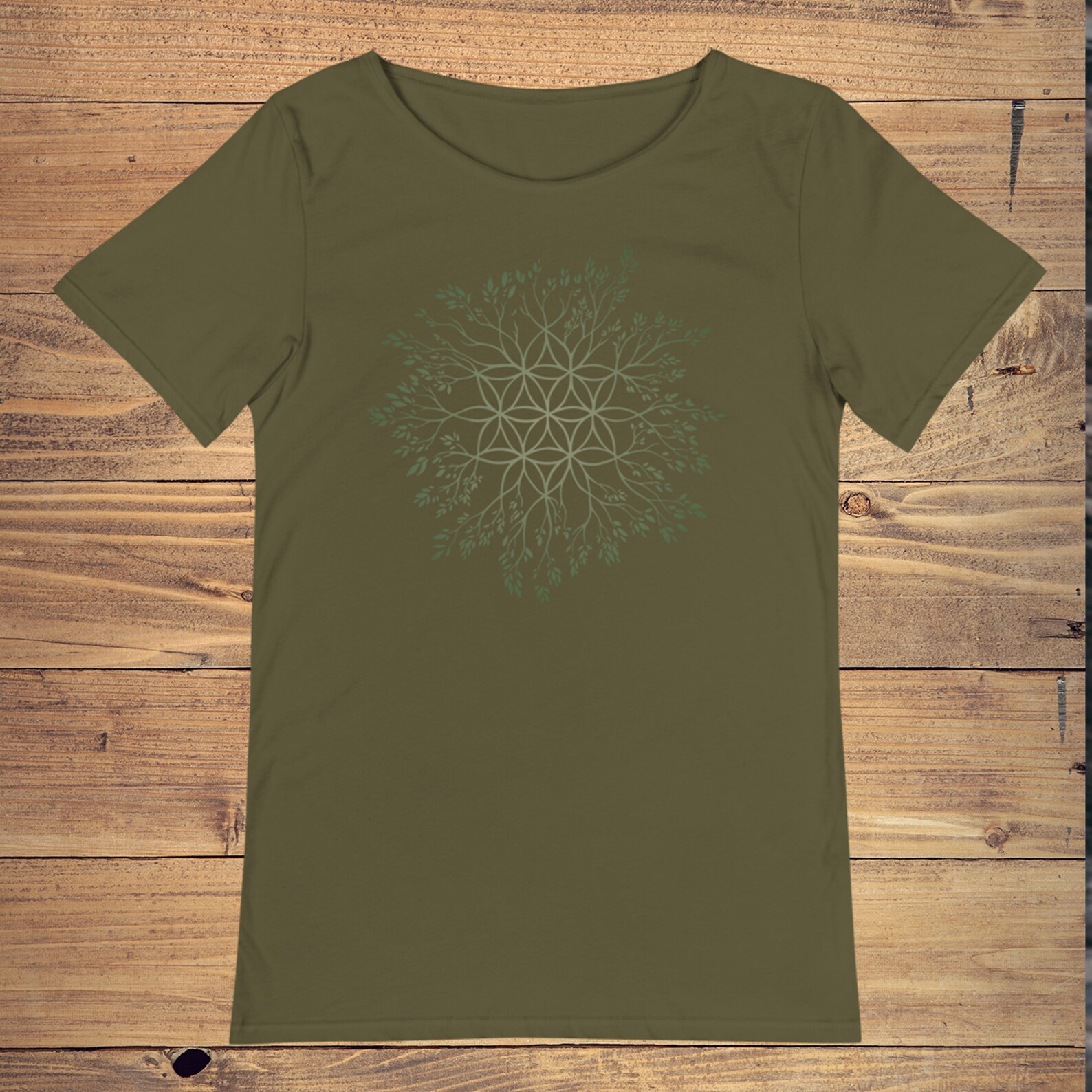 Green Connection Print Flower of Life Cotton Tshirt Festival | Etsy