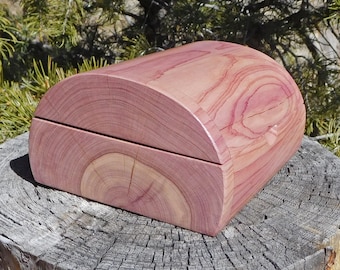 Red Cedar Log Box With Hinged Lid and Polyurethane Finish, Small Chest ...