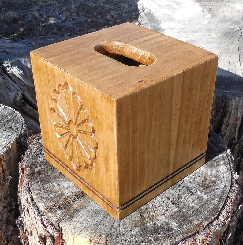 Tissue Box Cover With Hand Carved Spanish Flower in Medium - Etsy