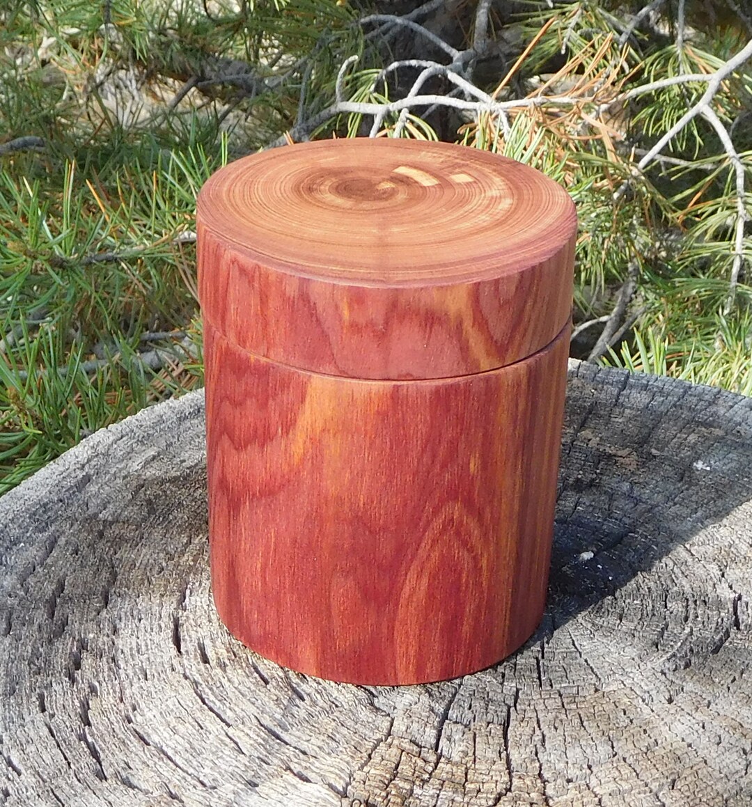 Red Cedar Salt Cellar / Treasure Keeper With Lipped Drop Lid, 1/2 Cup ...