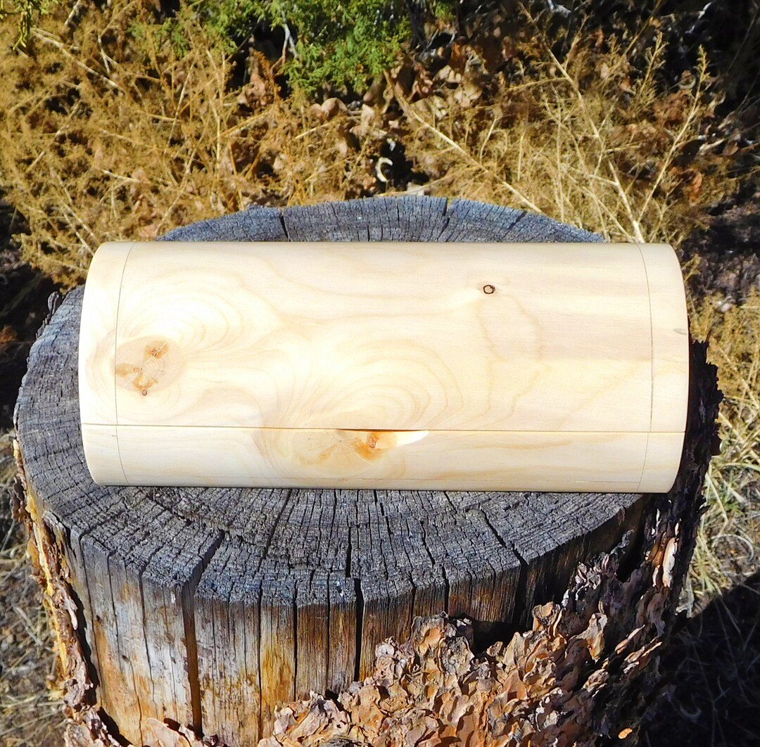 Pinon Log Box With Hinged Lid and Polyurethane Finish Small - Etsy