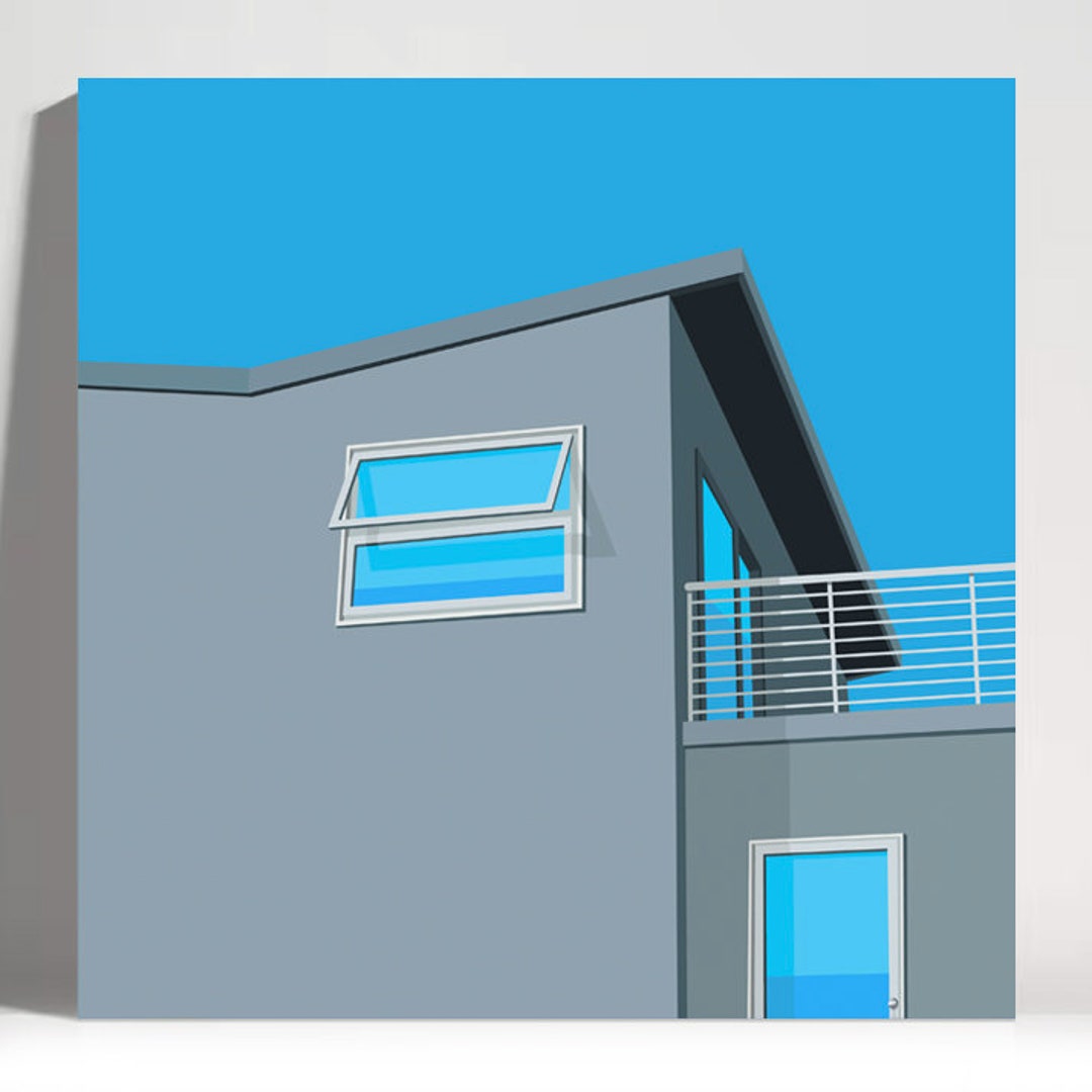 Grey Beach House Canvas Print, Minimal, Abstract, Contemporary, Modern ...