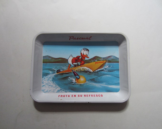 Vintage Donald Duck Cartoon Boating Tin Tray, Vintage Mexican Donald ...