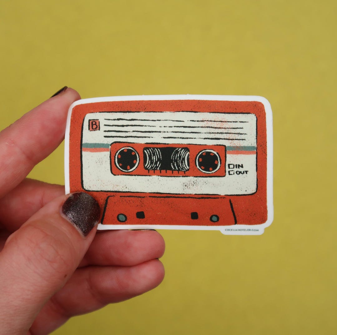 Orange Retro Cassette Mixtape Tape Vinyl Matte Sticker 2.5" X 1.75" - Etsy