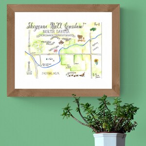 Watercolor Map Sheyenne Grassland North Dakota - Digital Download ...