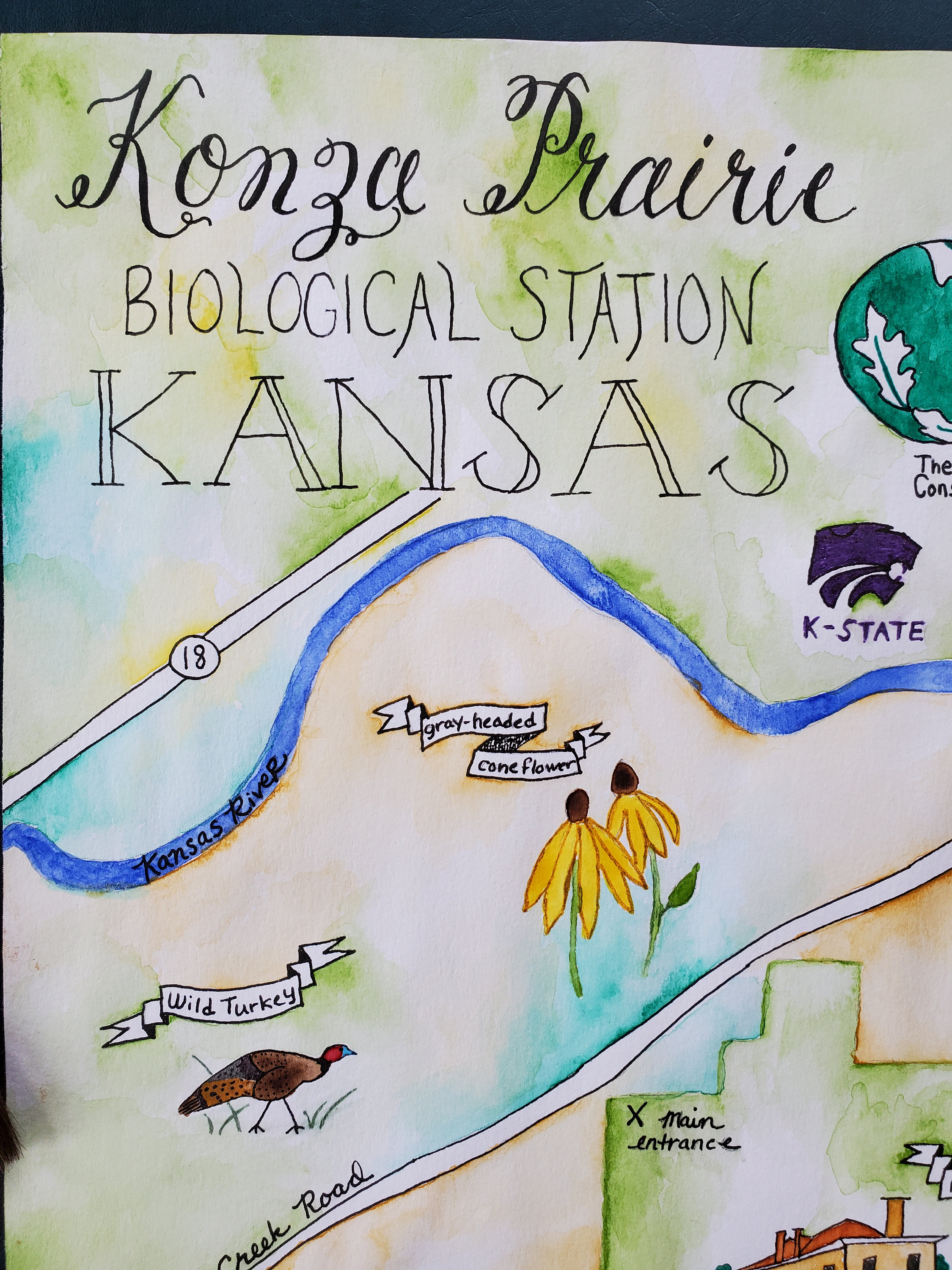 Konza Prairie Watercolor Map ORIGINAL Kansas Nature Wall Art - Etsy